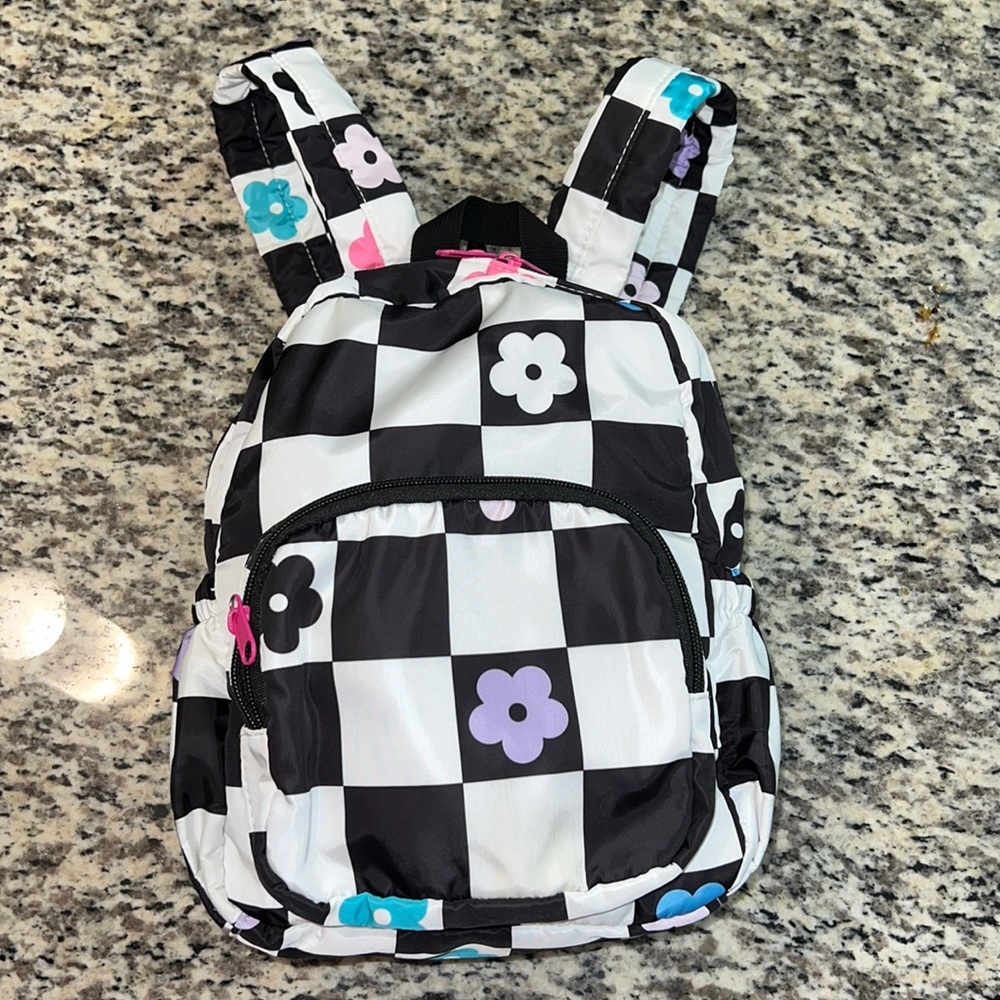 Claire’s Checkered Daisy Small Backpack - Gem